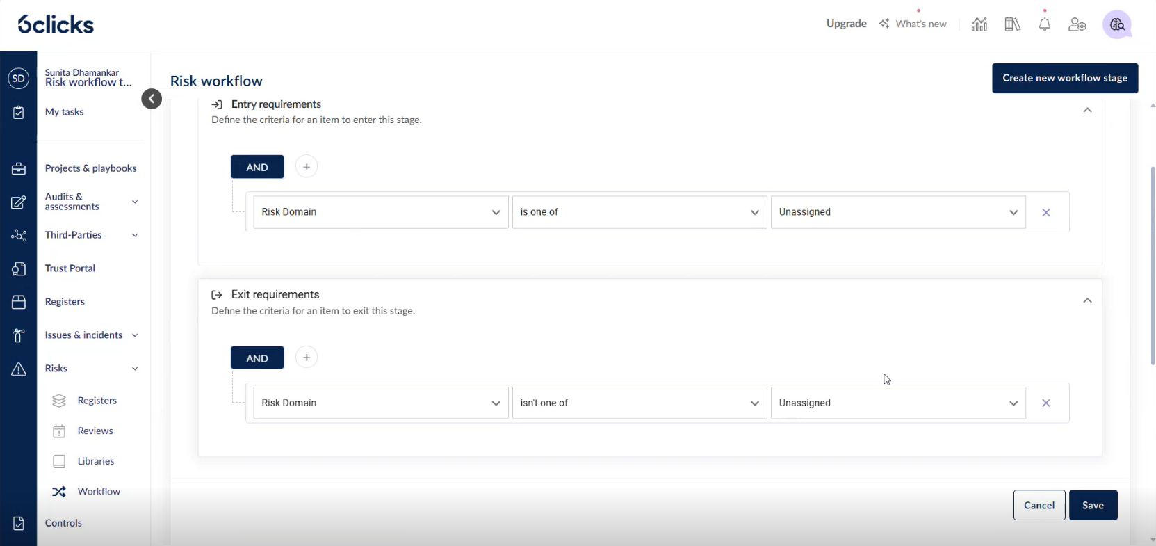 Structure at each step: Introducing entry requirements in risk workflows